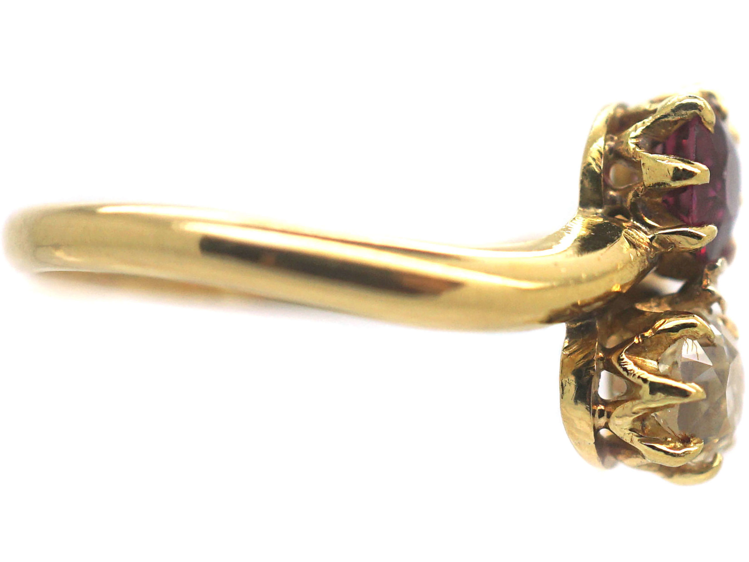 Edwardian 18ct Gold, Diamond & Ruby Crossover Ring (621H) | The Antique ...