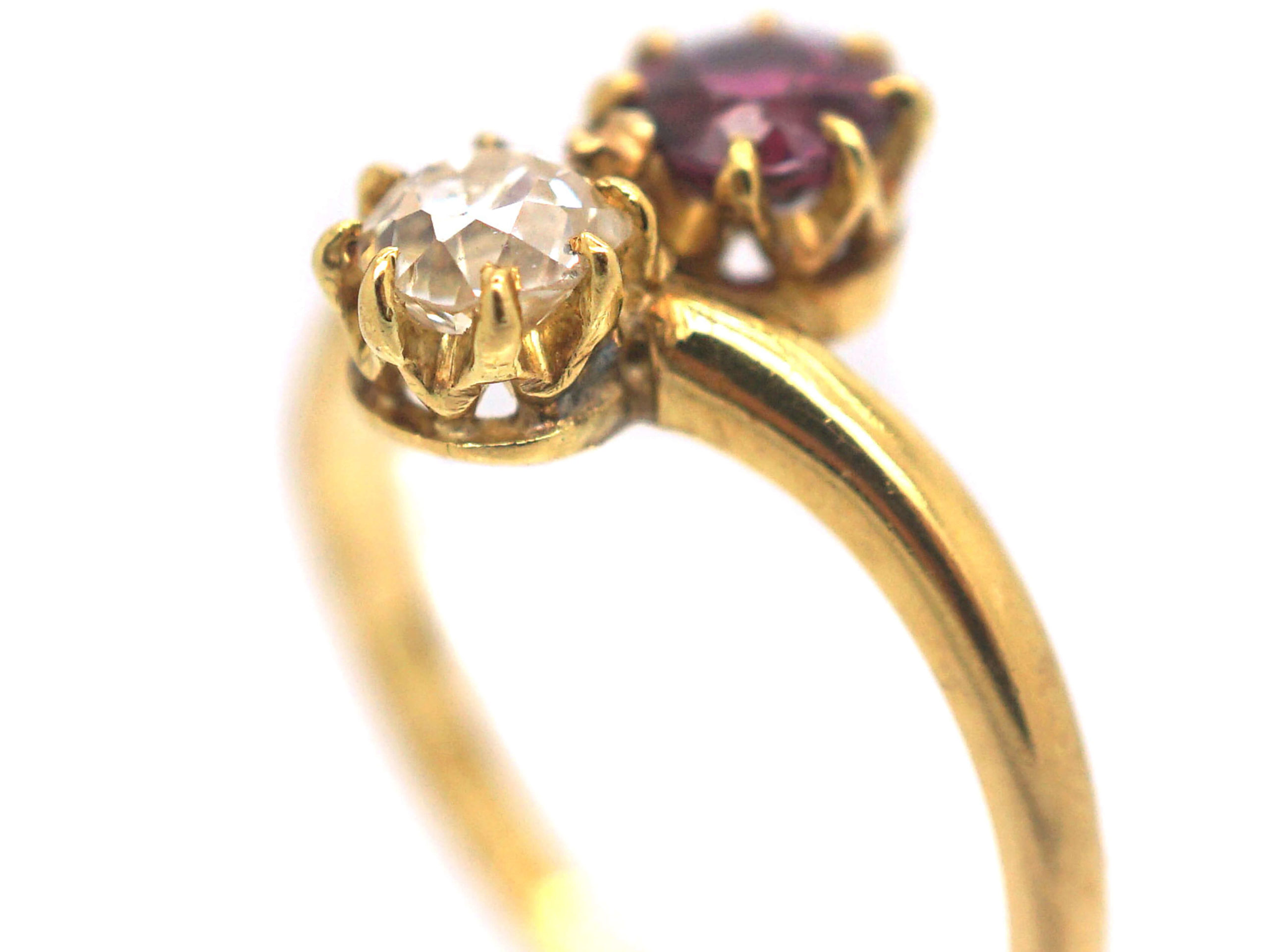 Edwardian 18ct Gold, Diamond & Ruby Crossover Ring (621H) | The Antique ...