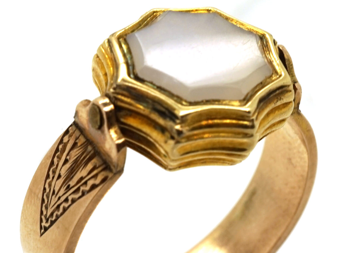 Victorian 15ct Gold & Bloodstone & Chalcedony Swivel Signet Ring (754H ...