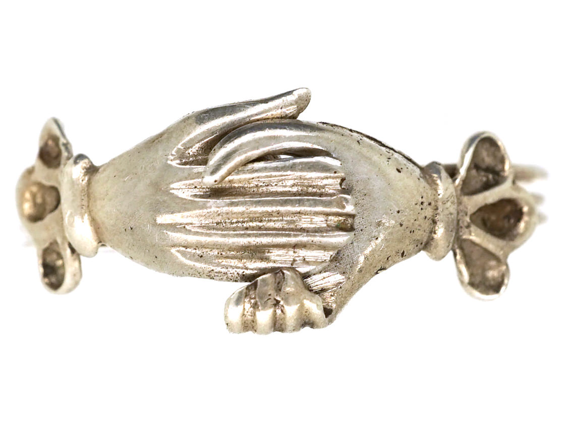 Silver Clasped Hands Opening Fede Ring (756H) | The Antique Jewellery ...