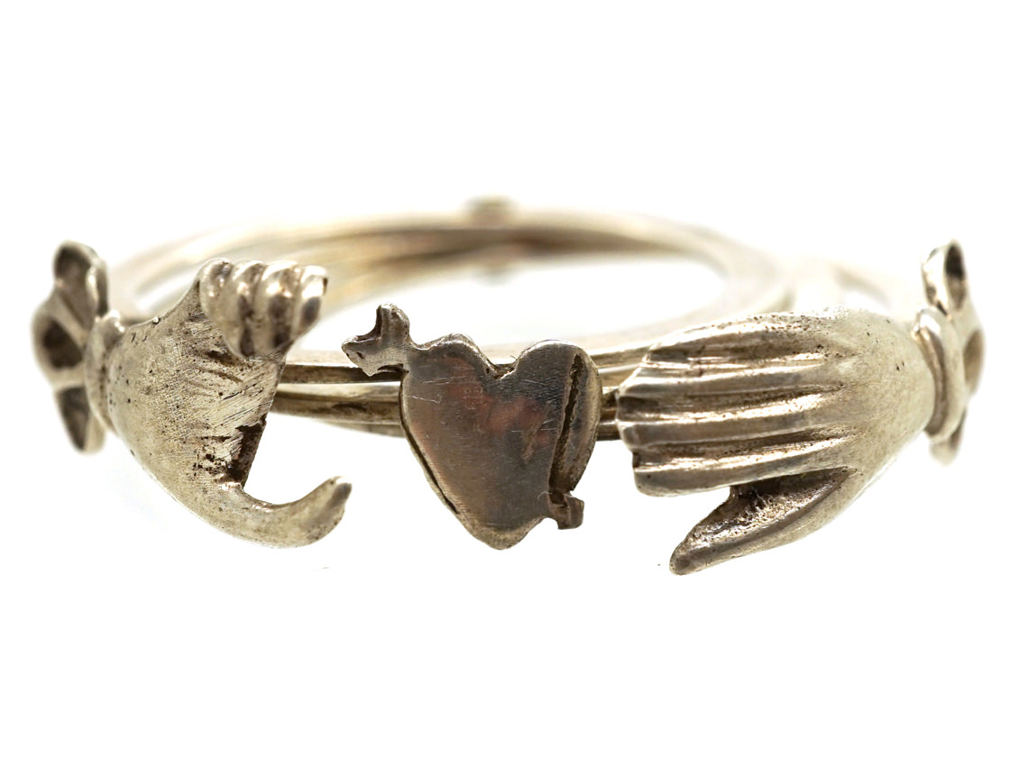 Silver Clasped Hands Opening Fede Ring (756H) | The Antique Jewellery ...