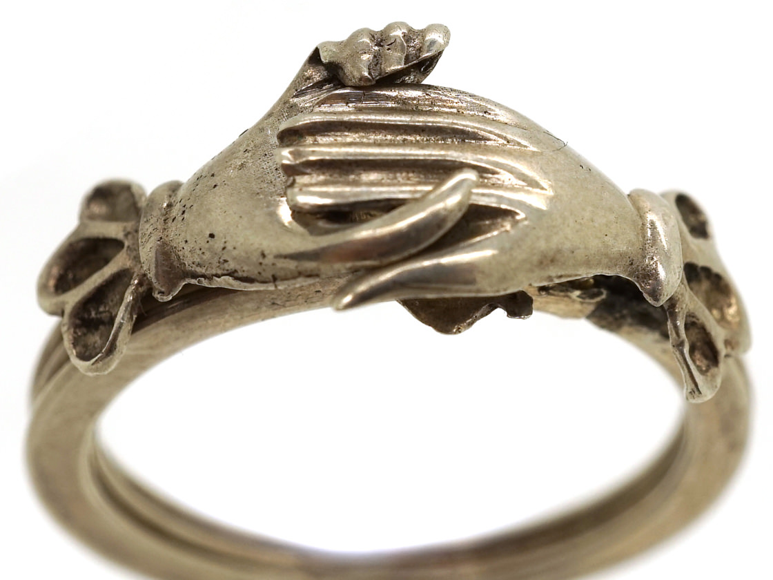 Silver Clasped Hands Opening Fede Ring (756H) | The Antique Jewellery ...