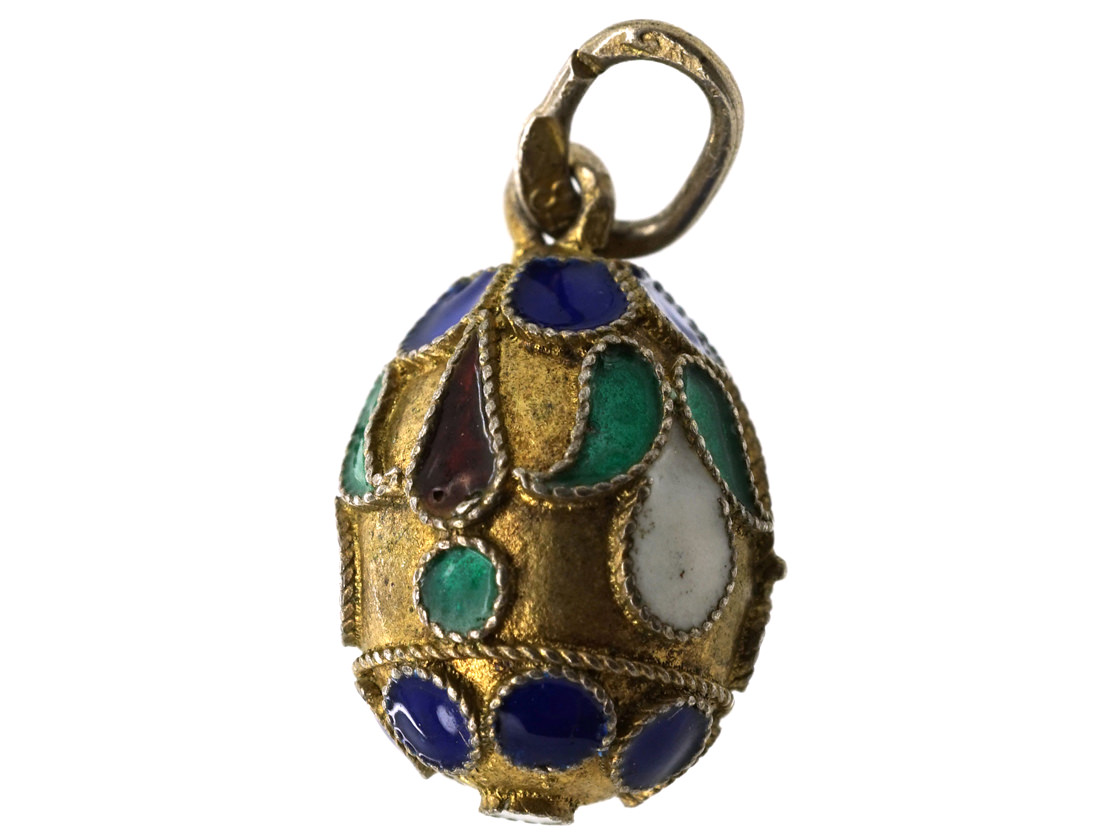 Russian Silver & Enamel Egg (943H) | The Antique Jewellery Company