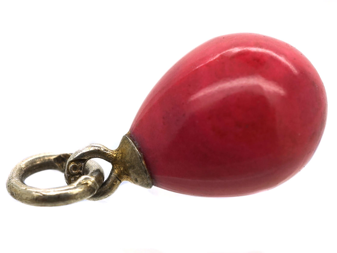 Russian Silver & Red Stone Egg (910H) | The Antique Jewellery Company