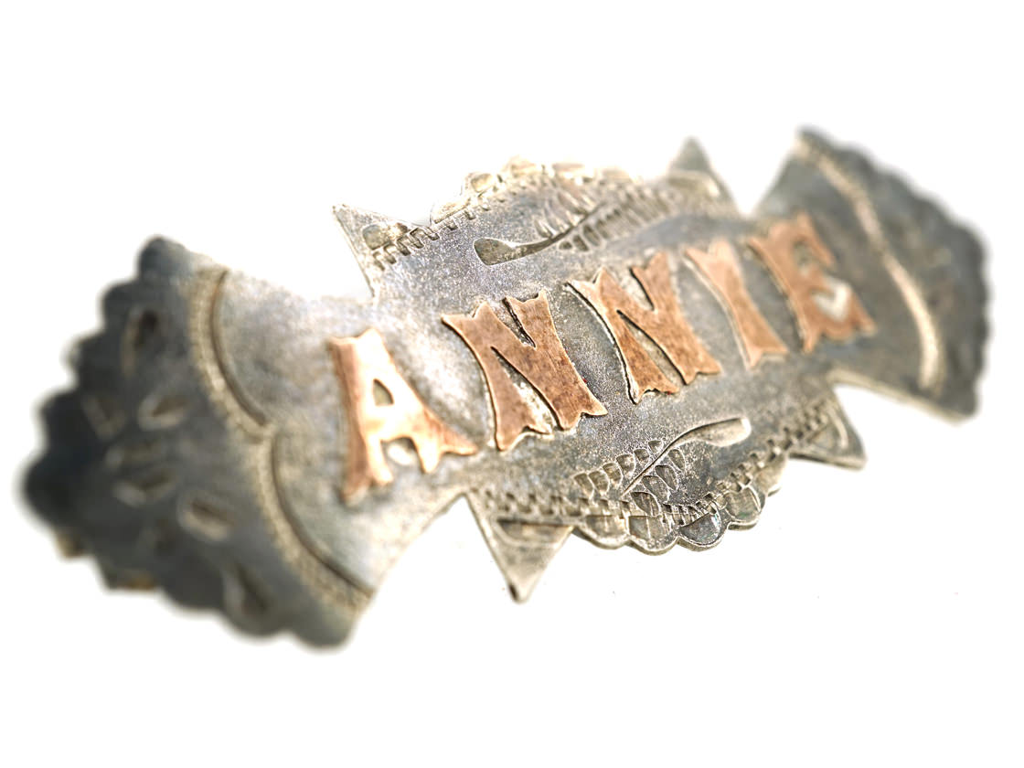 Victorian Silver & Gold Overlay Name Brooch Annie (803H) | The Antique ...