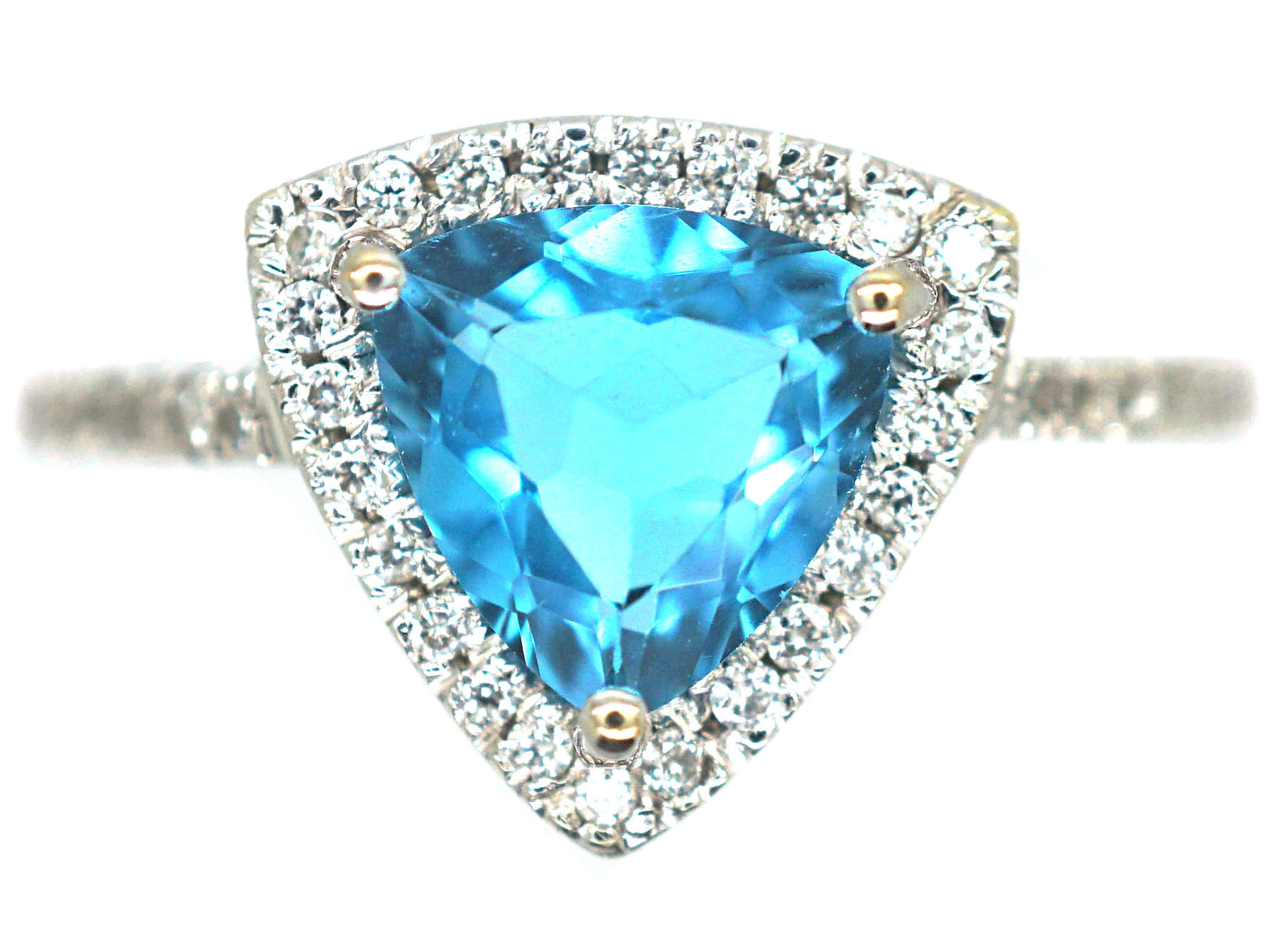 18ct White Gold Triangular Zircon & Diamond Ring (667H) | The Antique ...