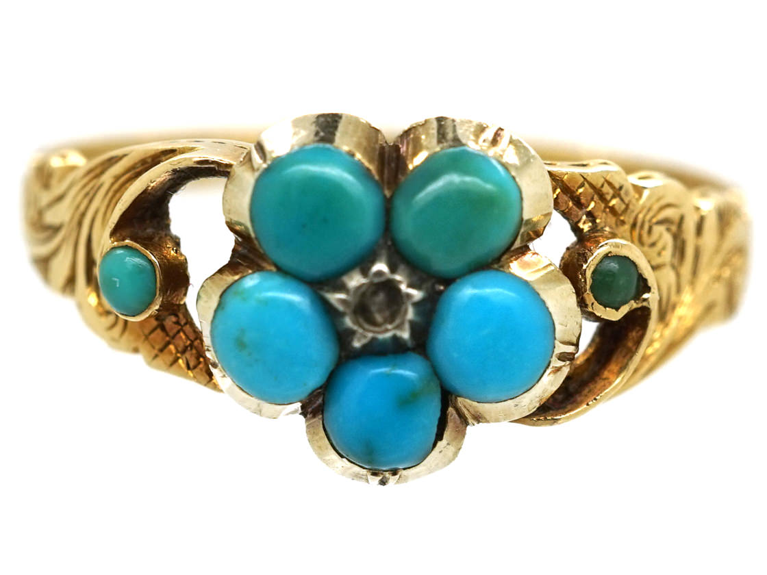 Regency 15ct Gold & Turquoise Forget Me Not Ring (974H) | The Antique ...