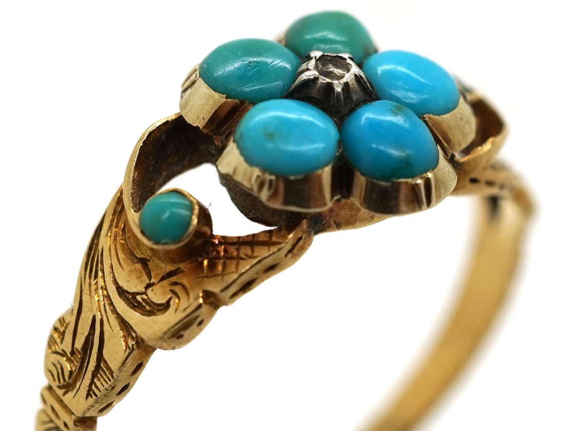 Regency 15ct Gold & Turquoise Forget Me Not Ring (974H) | The Antique ...