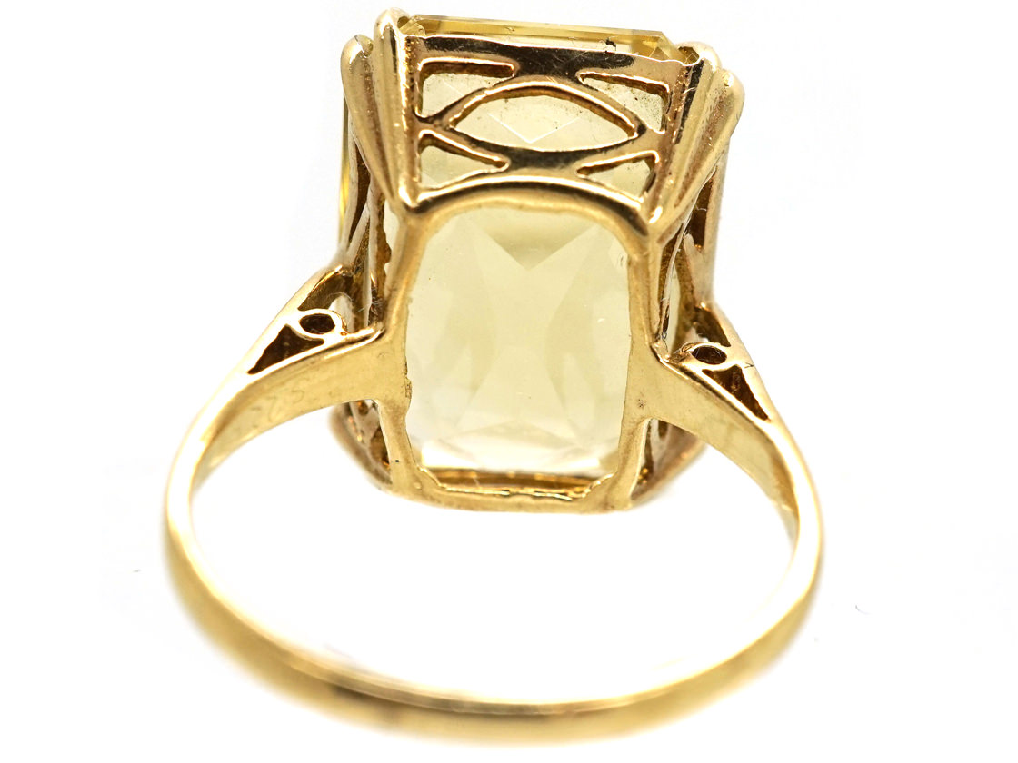 9ct Gold & Rectangular Citrine Ring (970H) | The Antique Jewellery Company
