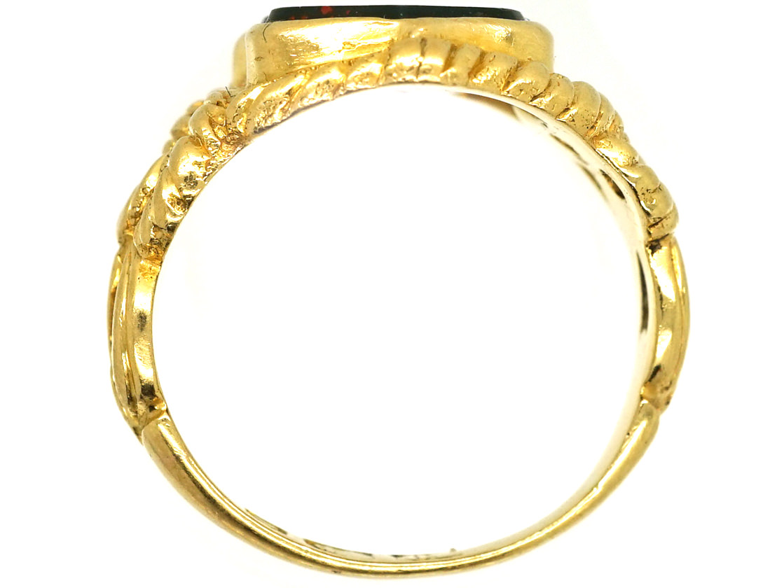 Victorian 18ct Gold & Shield Shaped Bloodstone Signet Ring (987H) | The ...