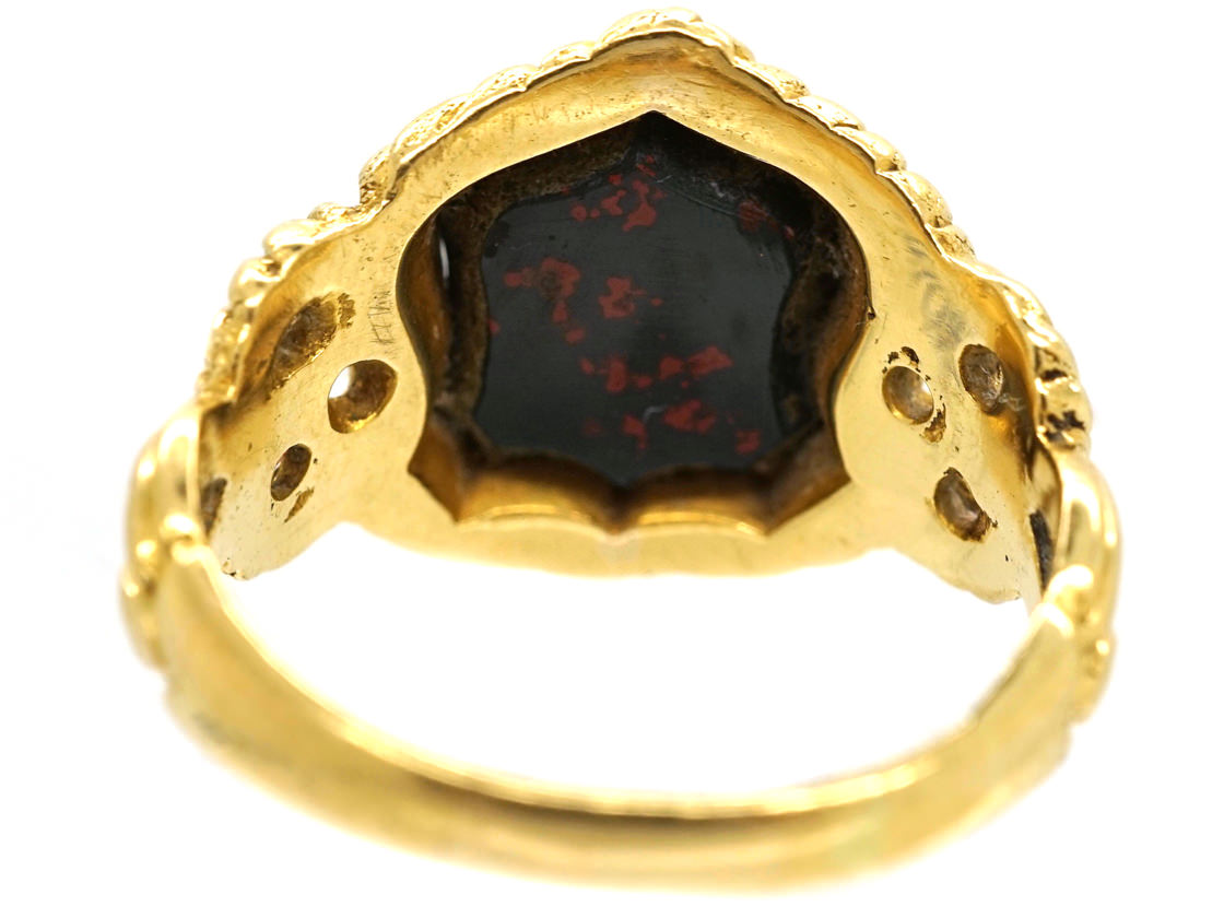 Victorian 18ct Gold & Shield Shaped Bloodstone Signet Ring (987H) | The ...