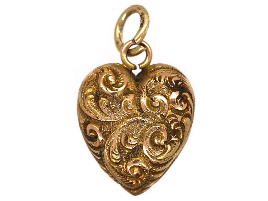 Victorian 9ct Gold Ornate Gold Heart Pendant (55K) | The Antique ...