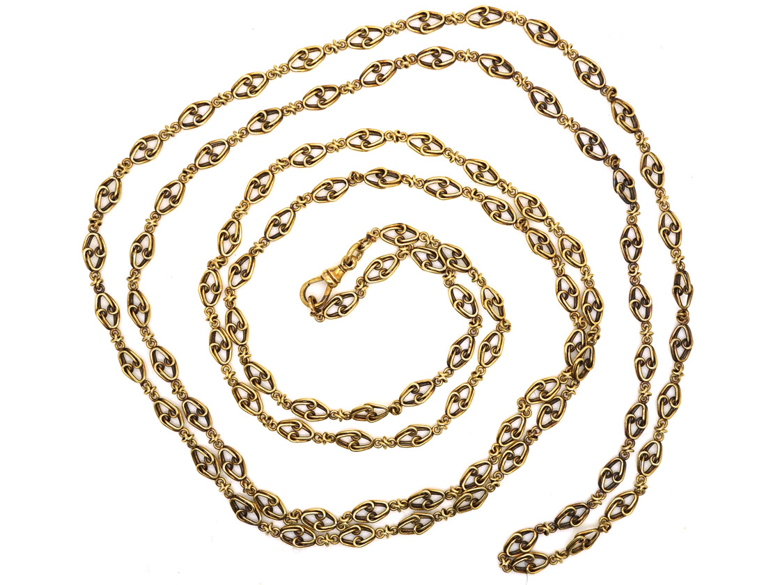 Russian 14ct Gold Guard Chain (790H) | The Antique Jewellery Company