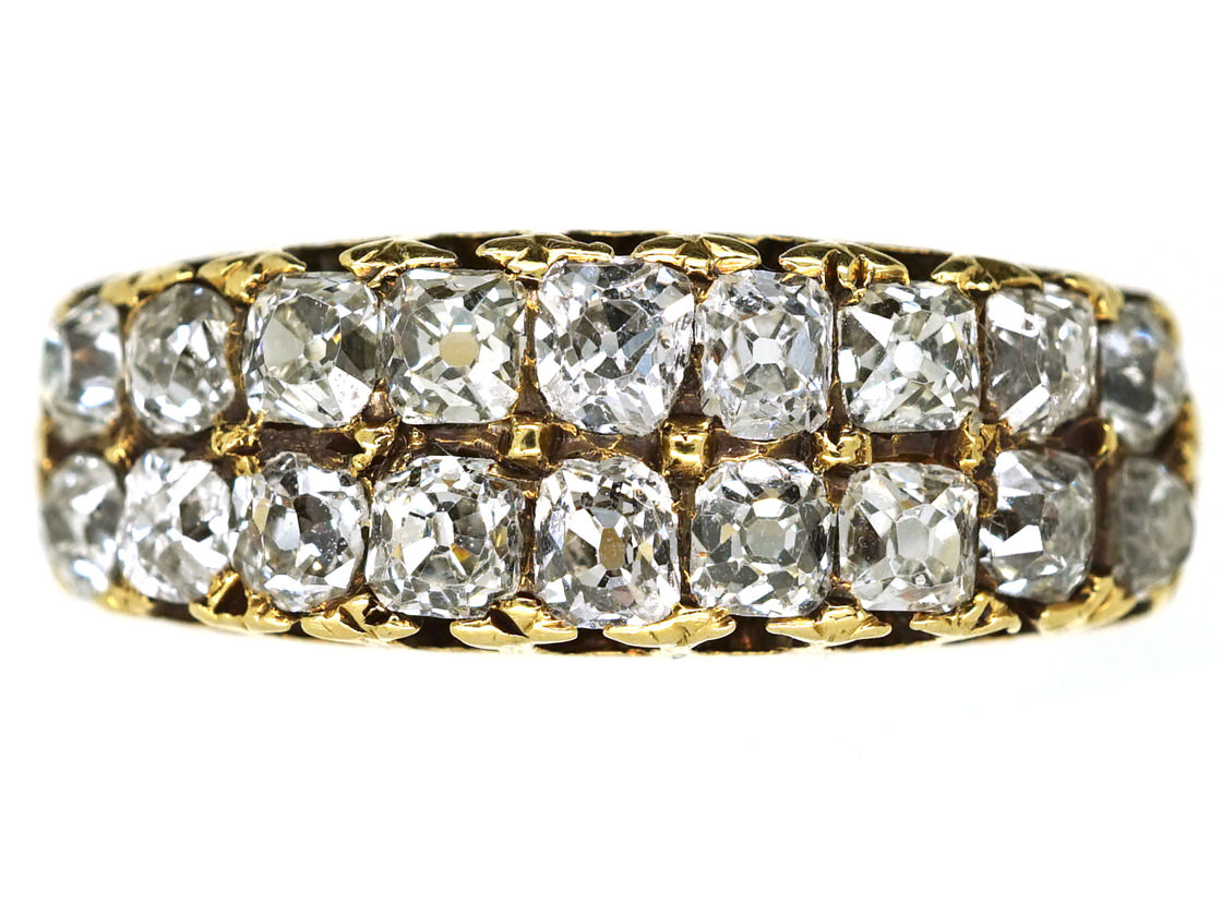 Victorian 18ct Gold Double Row Diamond Ring (997H) | The Antique ...