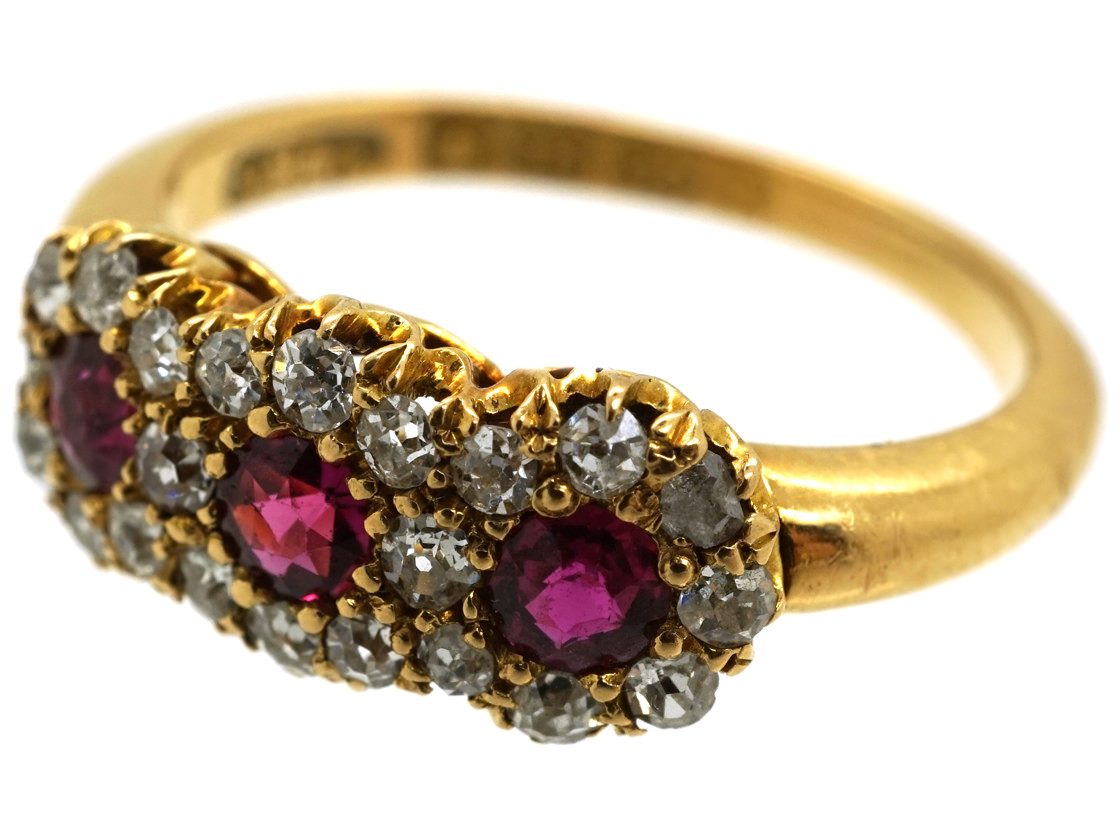 Victorian 18ct Gold, Ruby & Diamond Triple Cluster Ring (32K) | The ... Victorian 18ct Gold, Ruby & Diamond Triple Cluster Ring (32K) | The ...