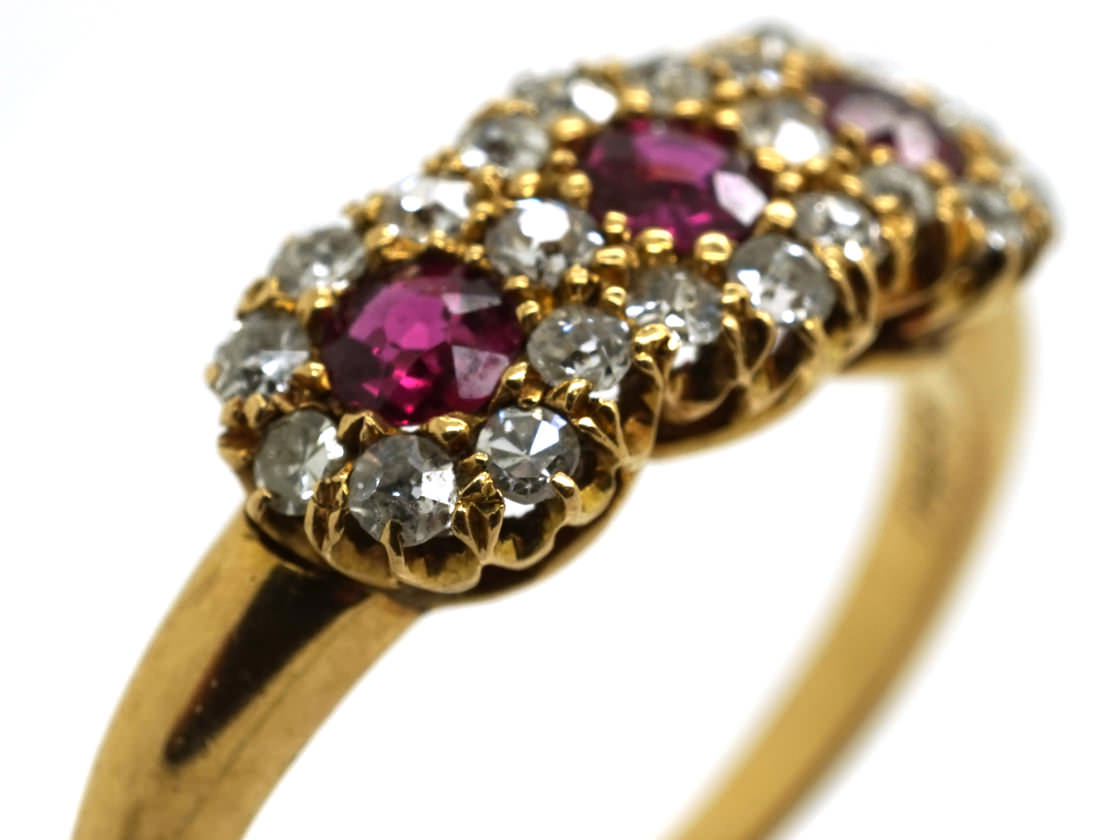 Victorian 18ct Gold, Ruby & Diamond Triple Cluster Ring (32K) | The ... Victorian 18ct Gold, Ruby & Diamond Triple Cluster Ring (32K) | The ...