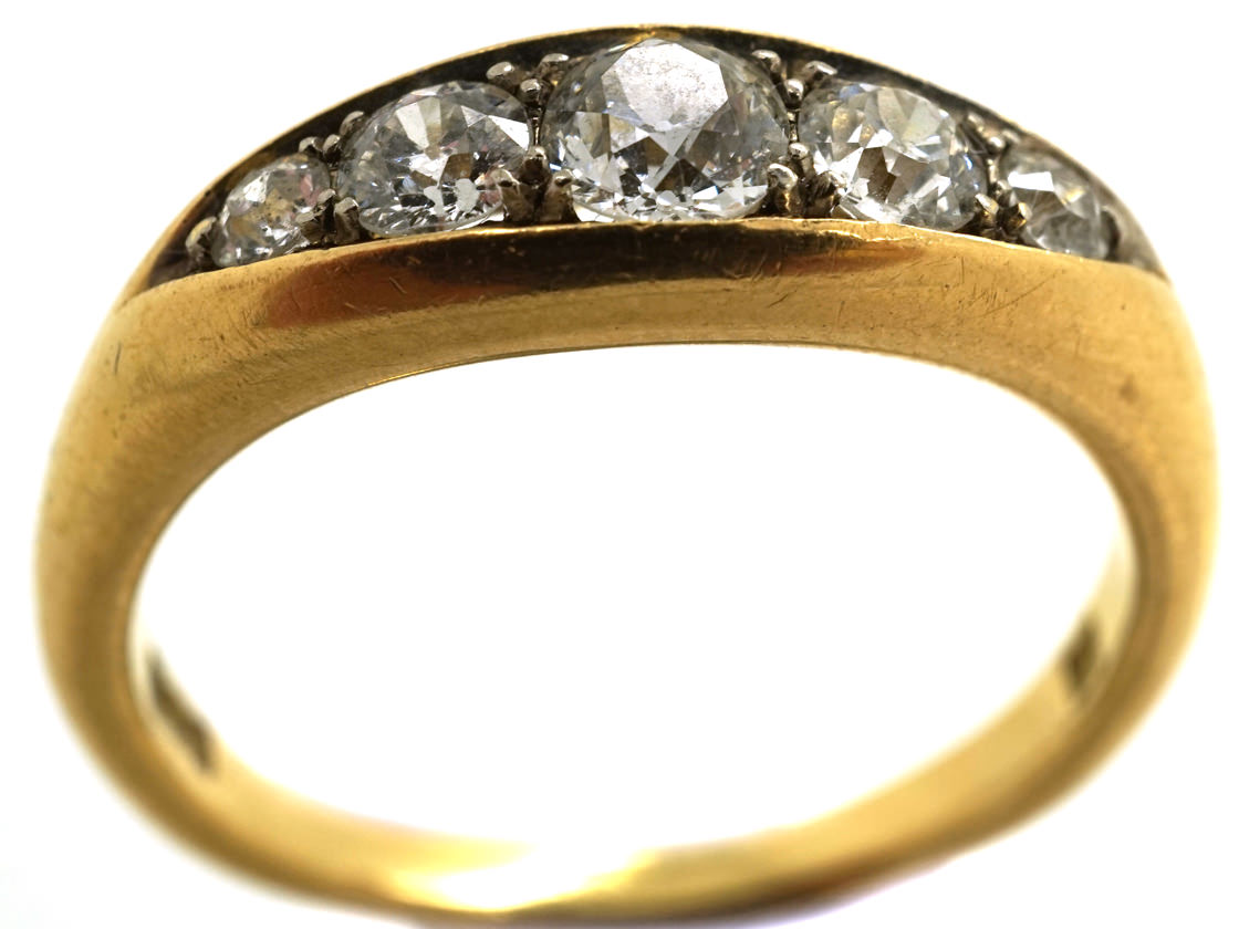 Edwardian 18ct Gold Five Stone Diamond Boat Shaped Ring (33K) | The ...