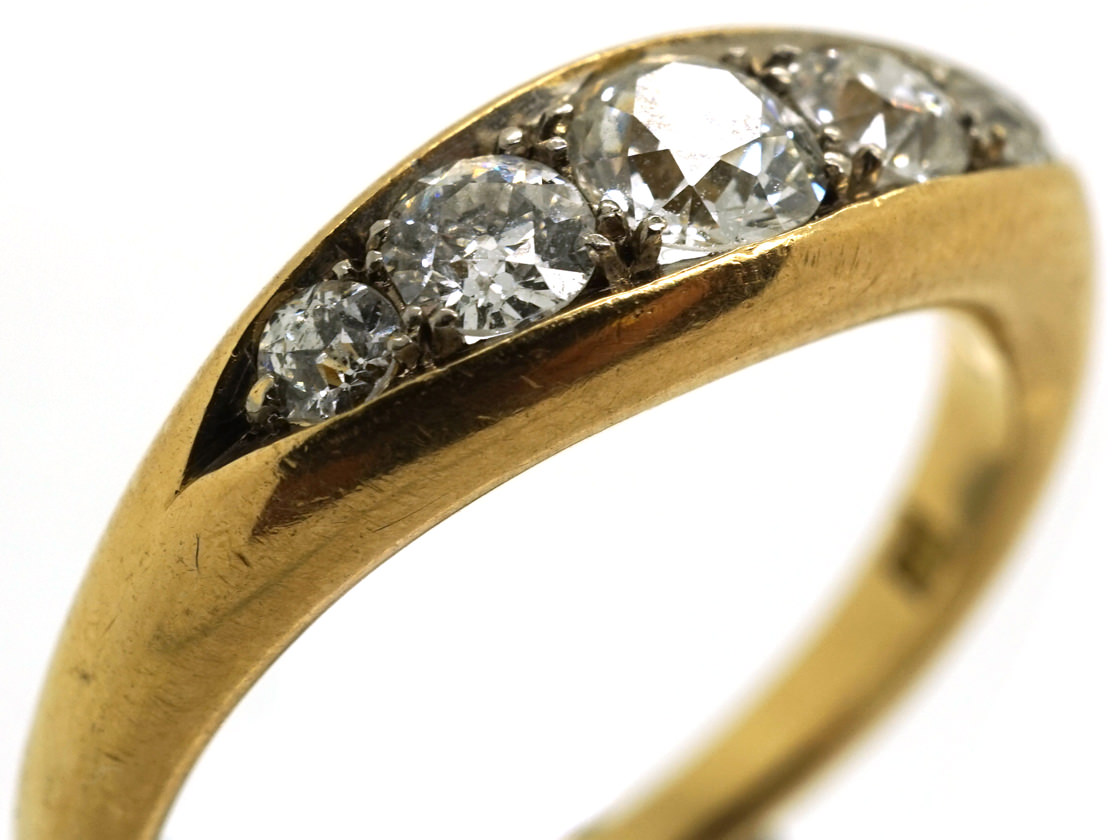 Edwardian 18ct Gold Five Stone Diamond Boat Shaped Ring (33K) | The ...