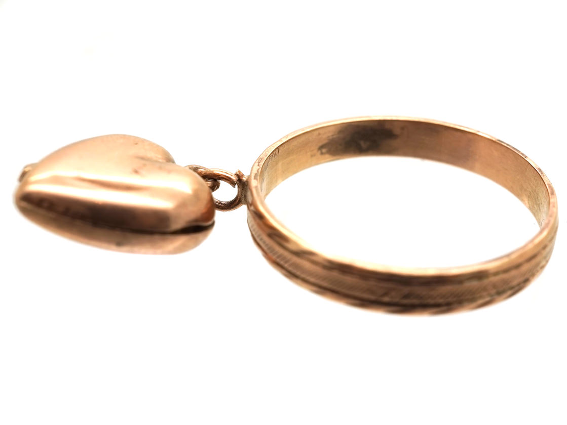 Edwardian 9ct Gold Ring With Heart Locket (71K) | The Antique Jewellery ...