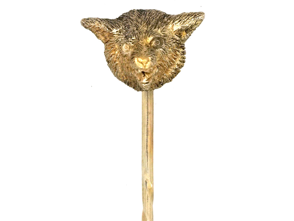 Edwardian 15ct Gold Fox Head Tie Pin 150k The Antique Jewellery Company