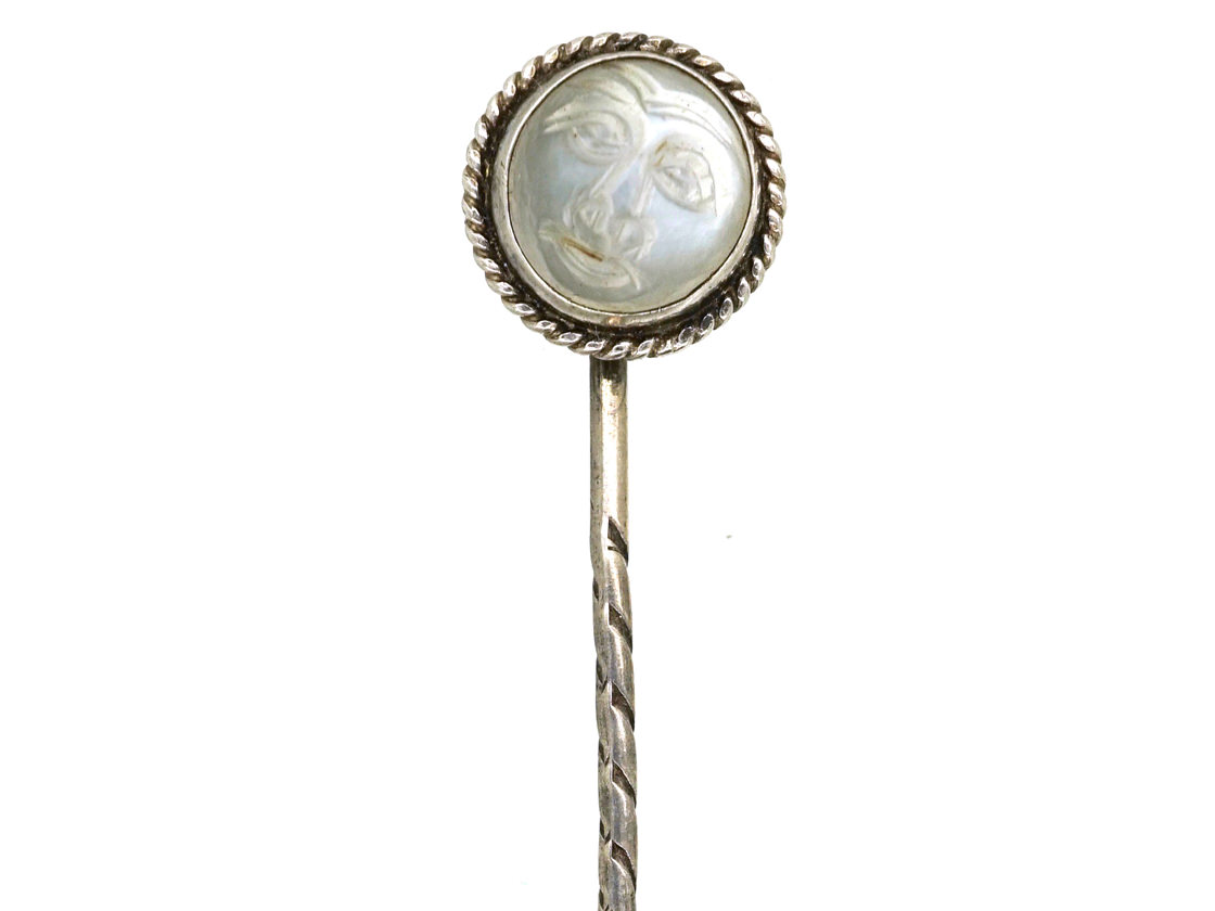 Edwardian Silver & Moonstone Man in the Moon Stick Pin (72SS) | The ...