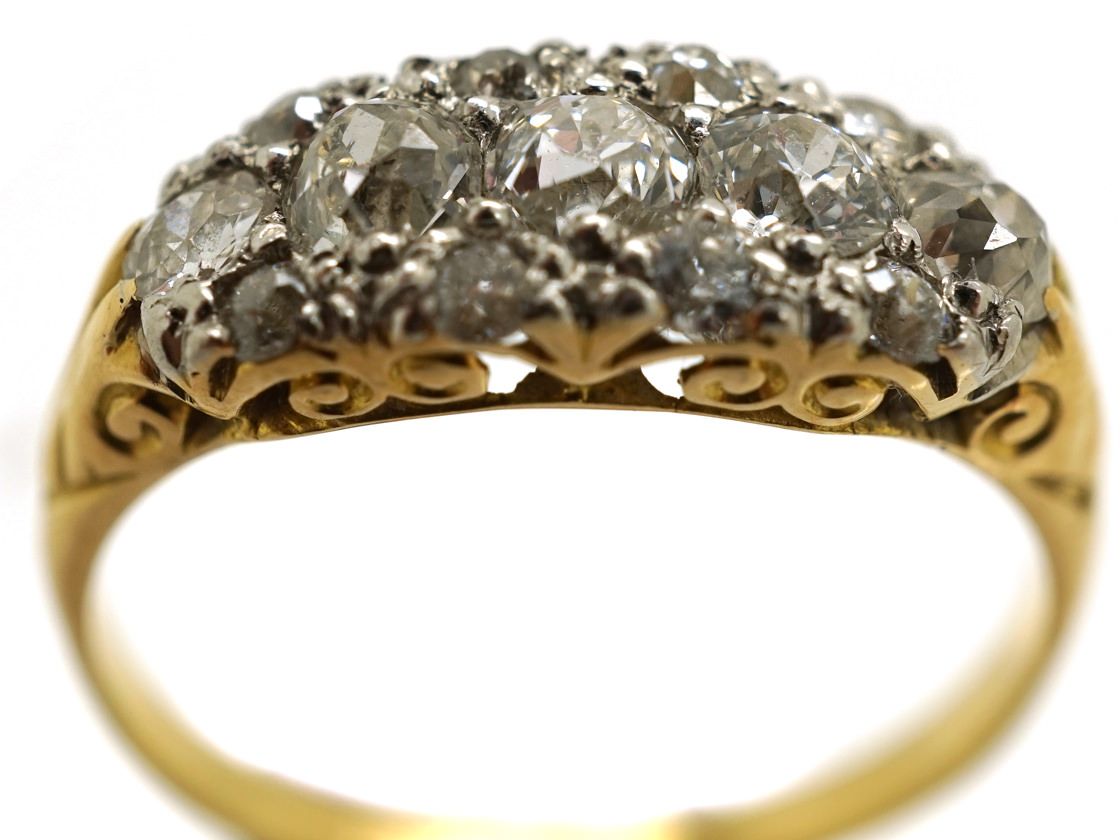 Edwardian 18ct Gold & Platinum Five Stone Diamond Cluster Ring (154K ...