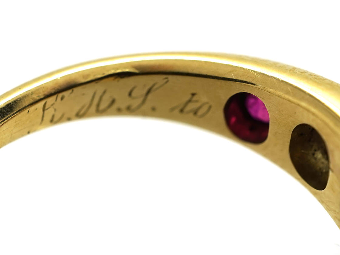 Victorian 18ct Gold Ruby & Diamond Rub Over Ring (158K) | The Antique ...