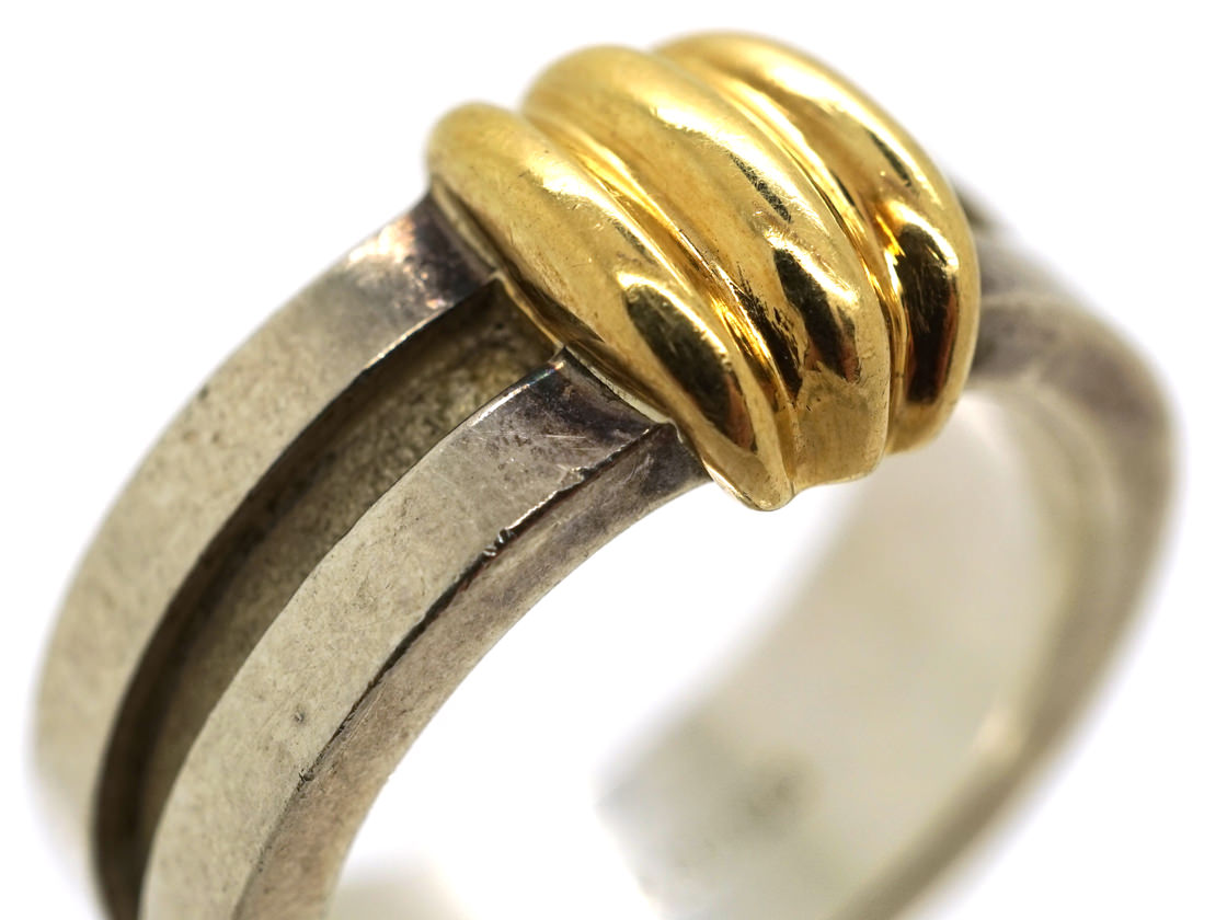 Tiffany Silver & Gold Coil Ring (844M) | The Antique Jewellery Company