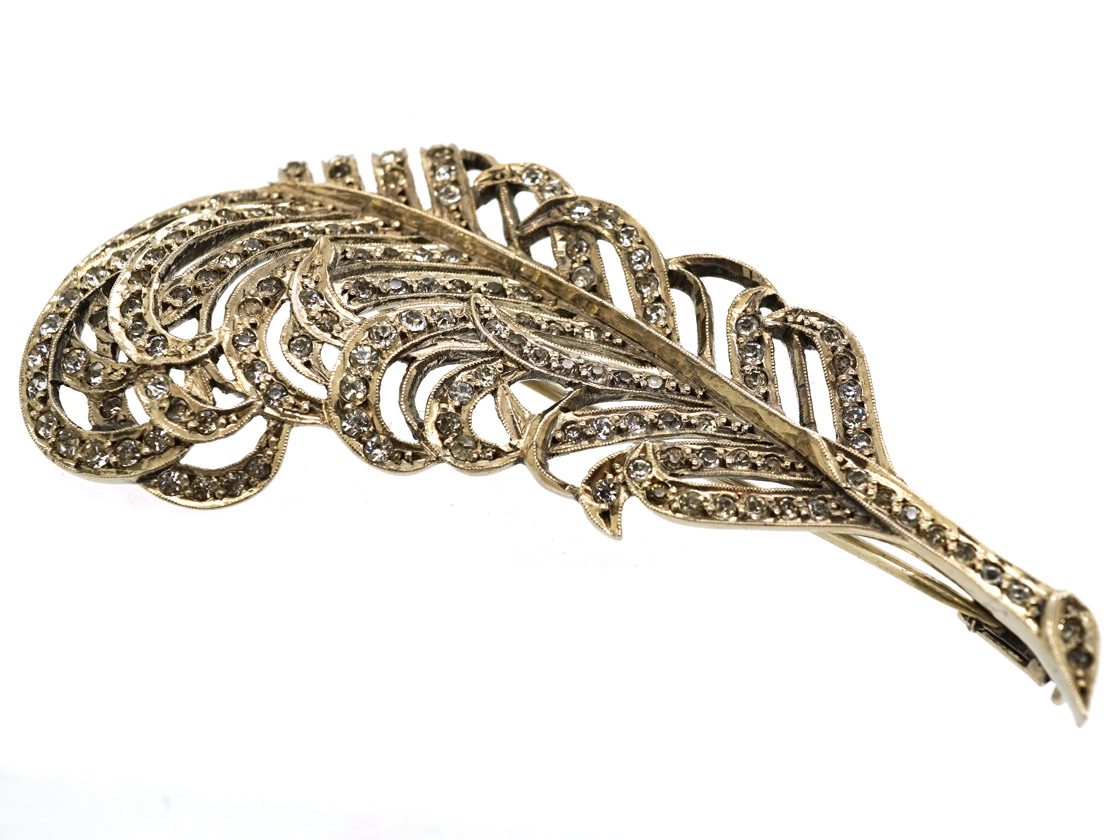 Edwardian Silver & Paste Feather Brooch (174K) | The Antique Jewellery ...