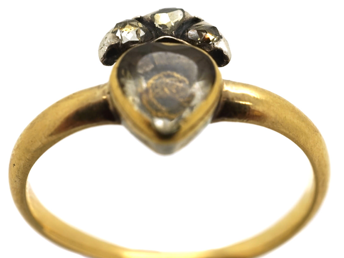 18ct Gold Stuart Heart & Crown Rock Crystal Ring (175K) | The Antique ...