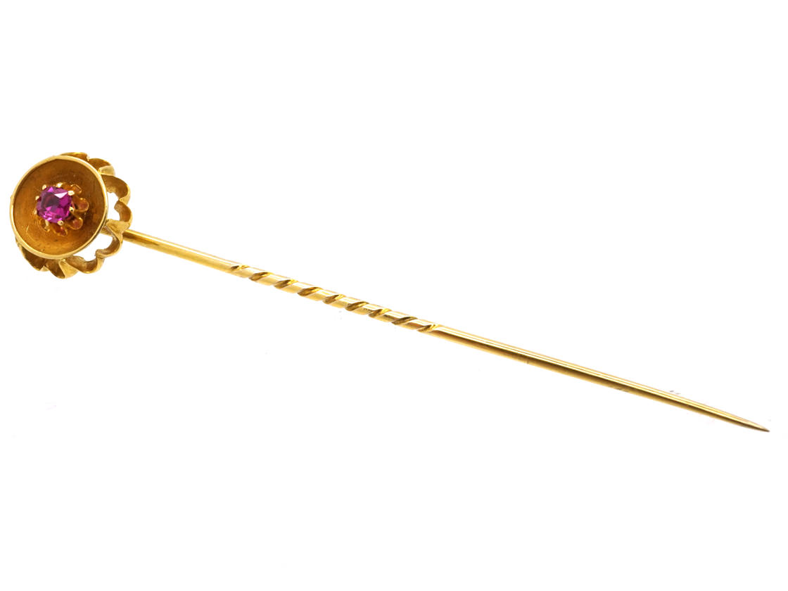 Victorian 15ct Gold & Ruby Tie Pin (108SS) | The Antique Jewellery Company