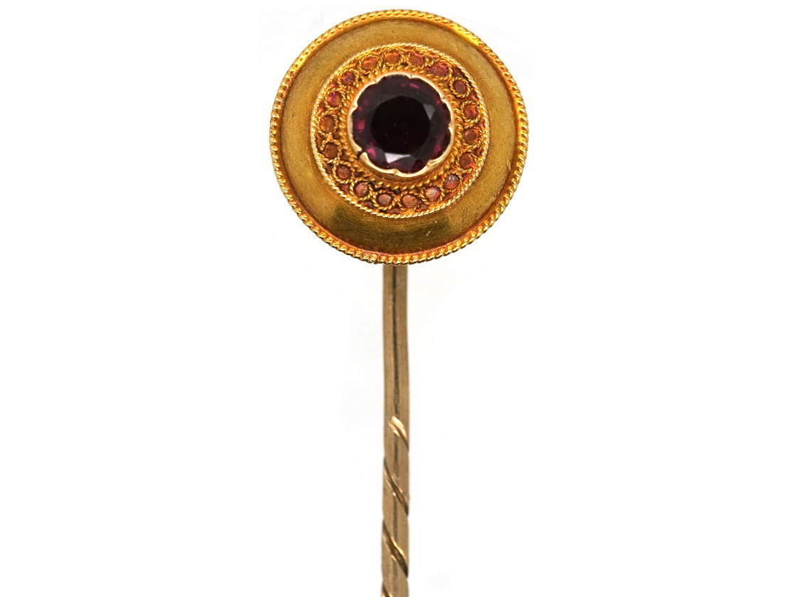 Victorian 15ct Gold & Garnet Tie Pin (40SS) | The Antique Jewellery Company