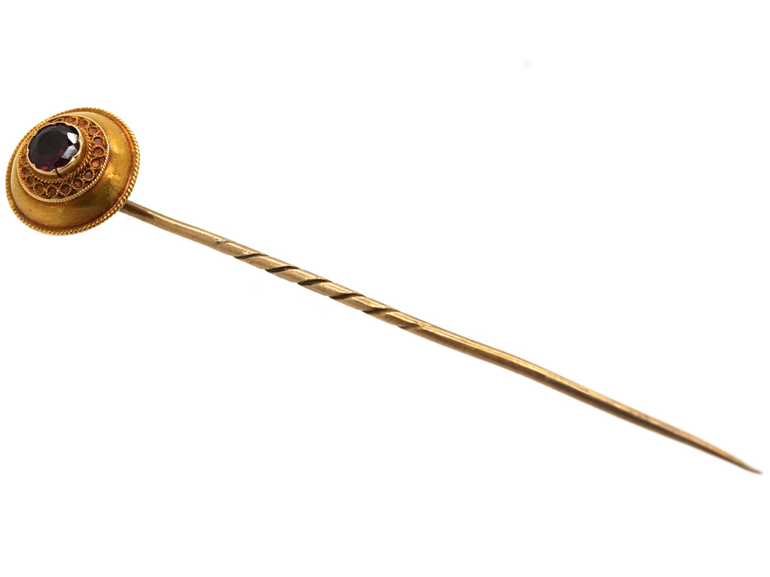 Victorian 15ct Gold & Garnet Tie Pin (40SS) | The Antique Jewellery Company