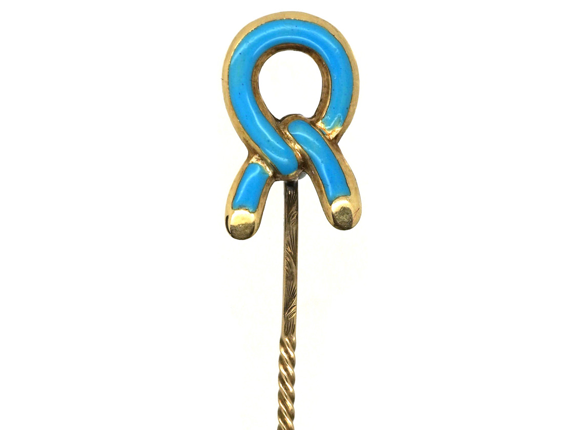 Victorian Tie The Knot Blue Enamel & 15ct Gold Tie Pin (34SS) | The ...