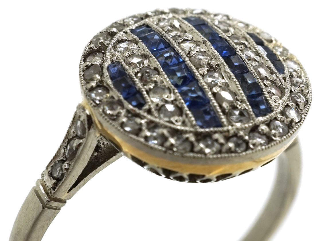 Art Deco 18ct Gold & Platinum, Sapphire & Rose Diamond Ring (281K ...