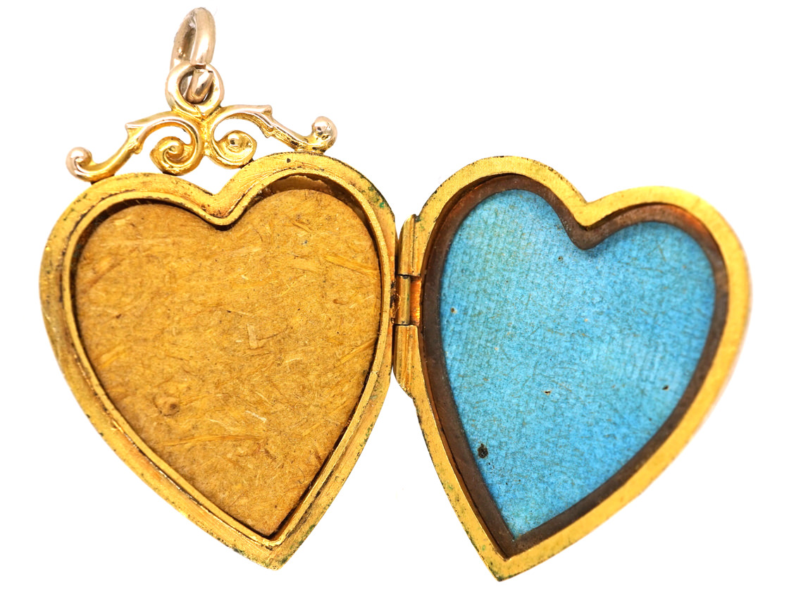 Edwardian 9ct Back & Front & Split Pearls Heart Locket with Lily of the ...