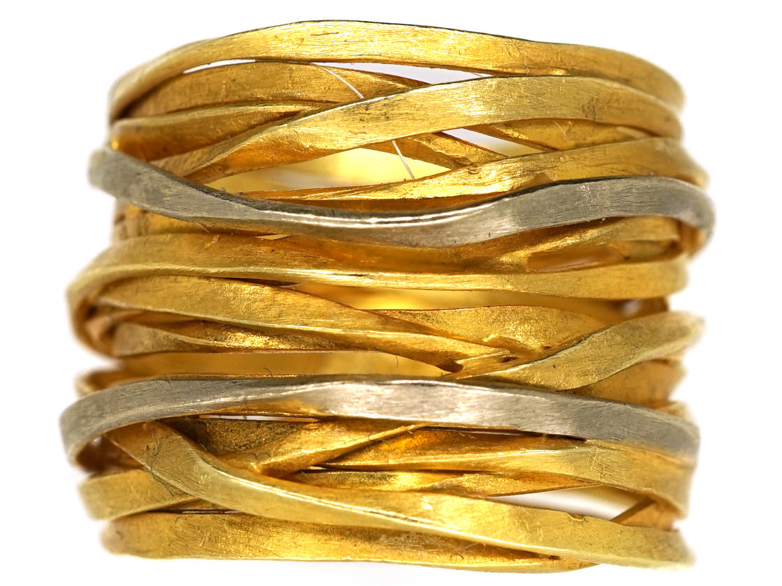 Wide 18ct Gold Coiled Spagetti Ring (336K) | The Antique Jewellery Company