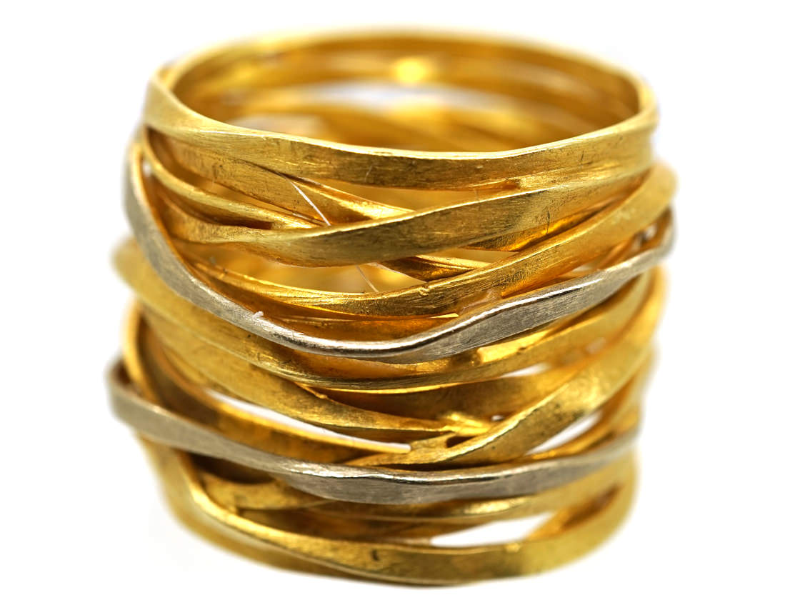 Wide 18ct Gold Coiled Spagetti Ring (336K) | The Antique Jewellery Company