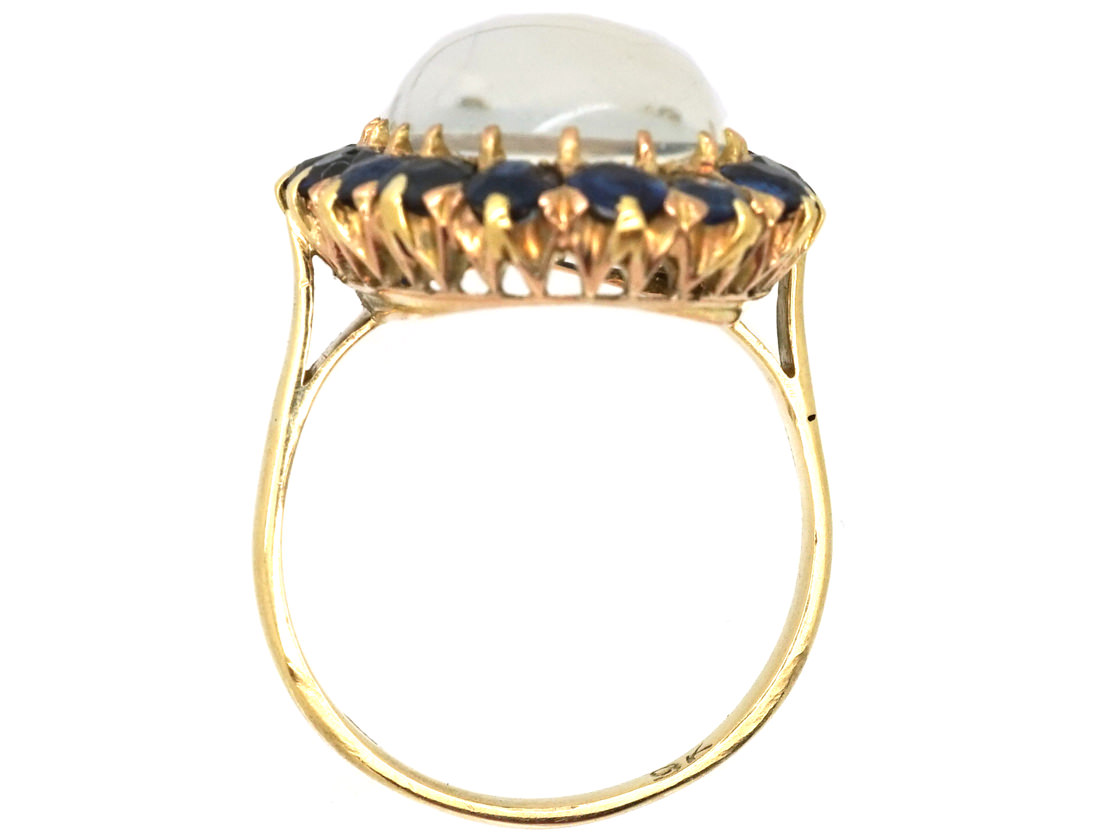 18ct Gold Large Moonstone & Sapphire Ring (348K) | The Antique ...