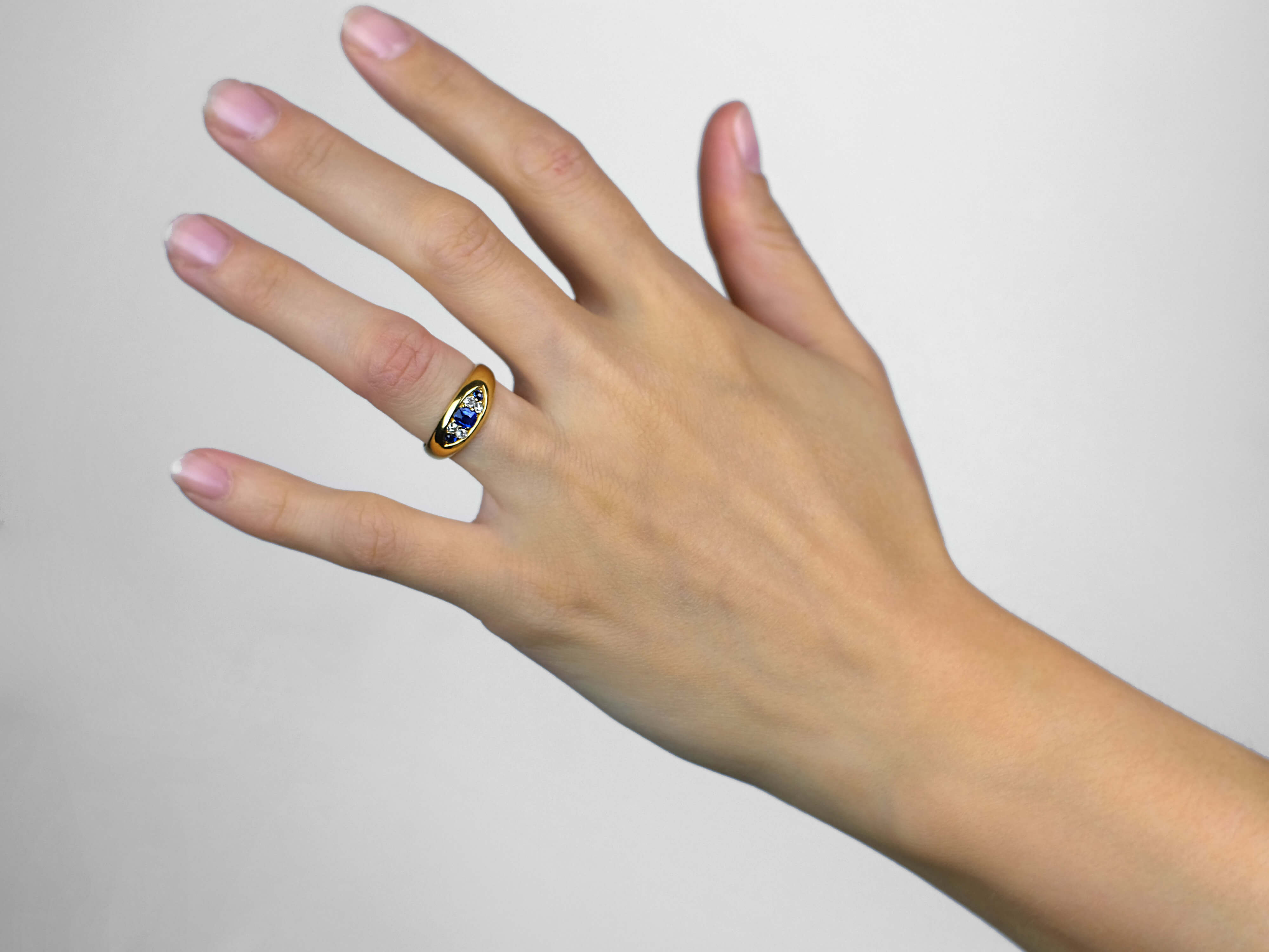 Edwardian 18ct Gold, Sapphire & Diamond Boat Shaped Ring (417K) | The ...