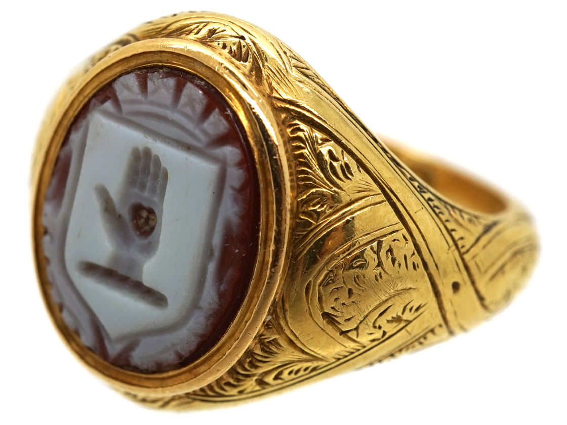 Victorian 18ct Gold & Carnelian Large Signet Ring With Hand On Heart ...