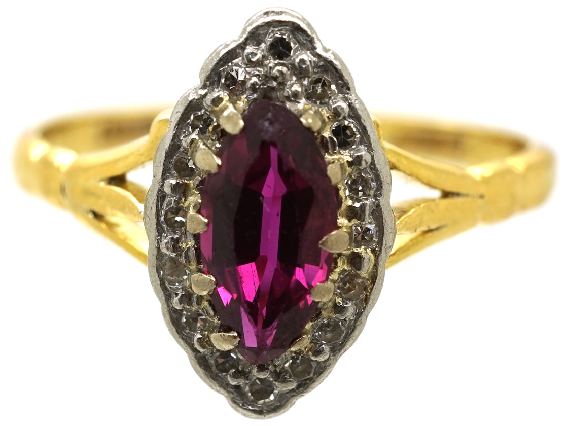 Edwardian 18ct Gold, Diamond & Ruby Marquise Ring (202/O) | The Antique ...