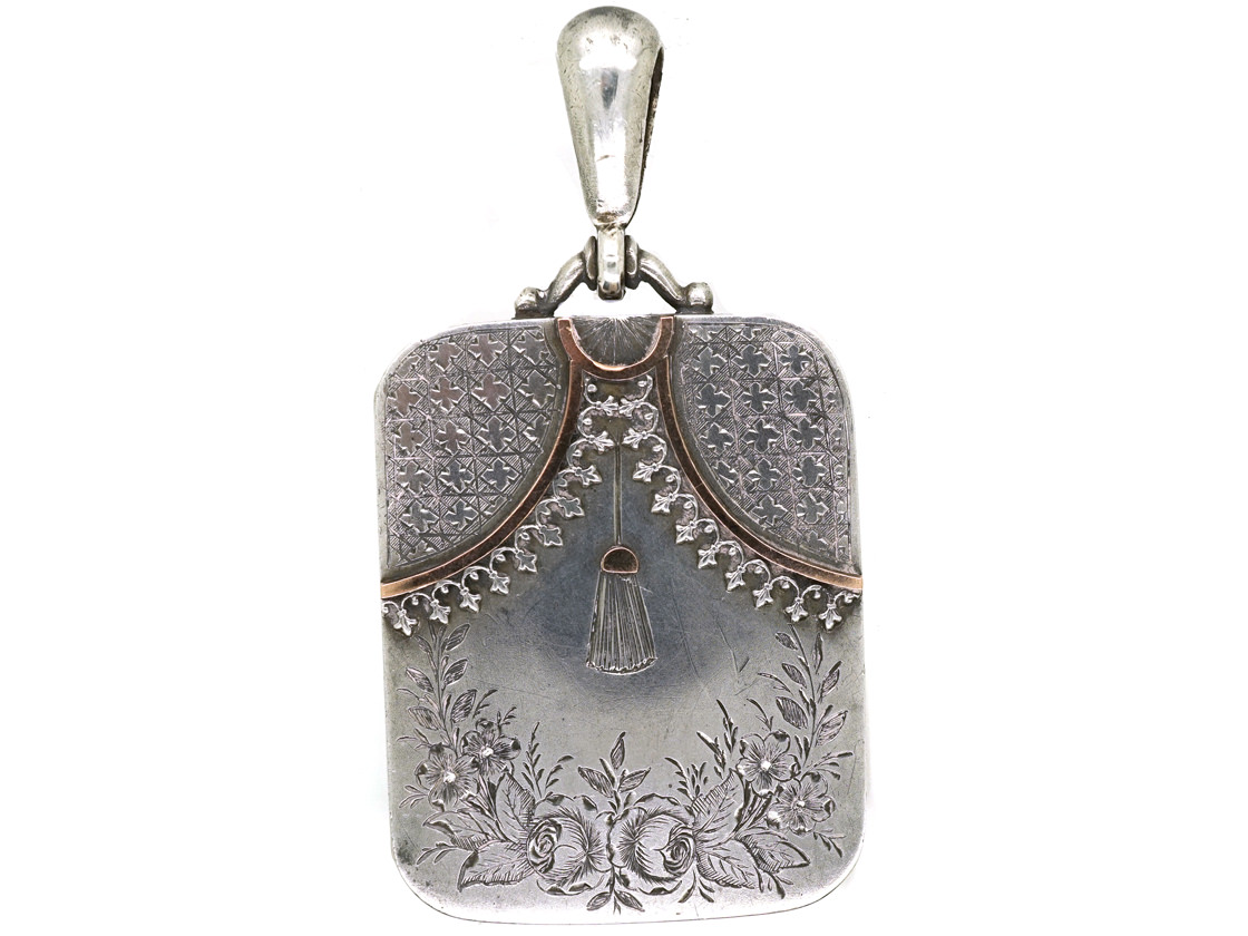 Victorian Rectangular Silver & Gold Overlay Locket (456K) | The Antique ...