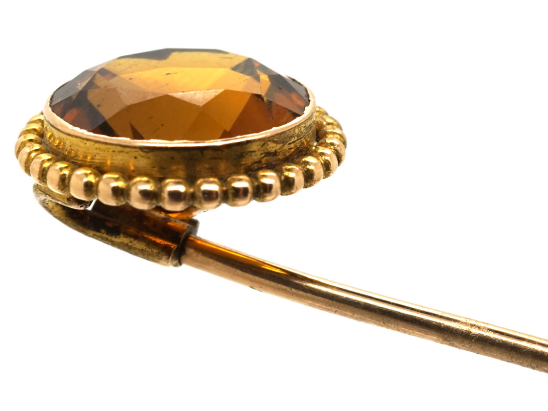 Victorian 15ct Gold Citrine Tie Pin (32SS) | The Antique Jewellery Company
