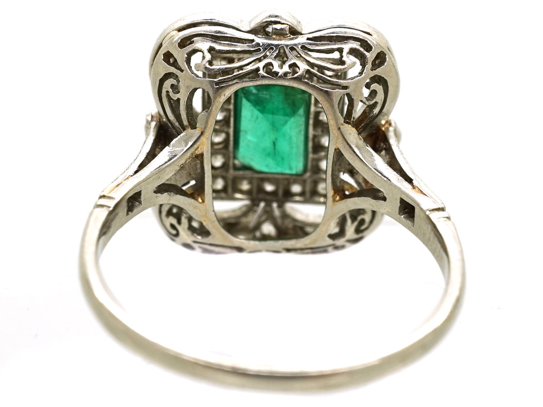 Art Deco Platinum, Emerald & Diamond Rectangular Ring (491K) | The ...