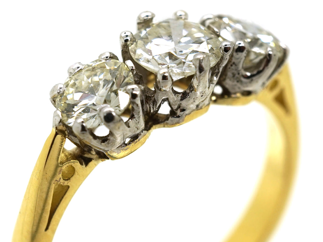 18ct Gold Three stone Diamond Ring (508K) | The Antique Jewellery Company