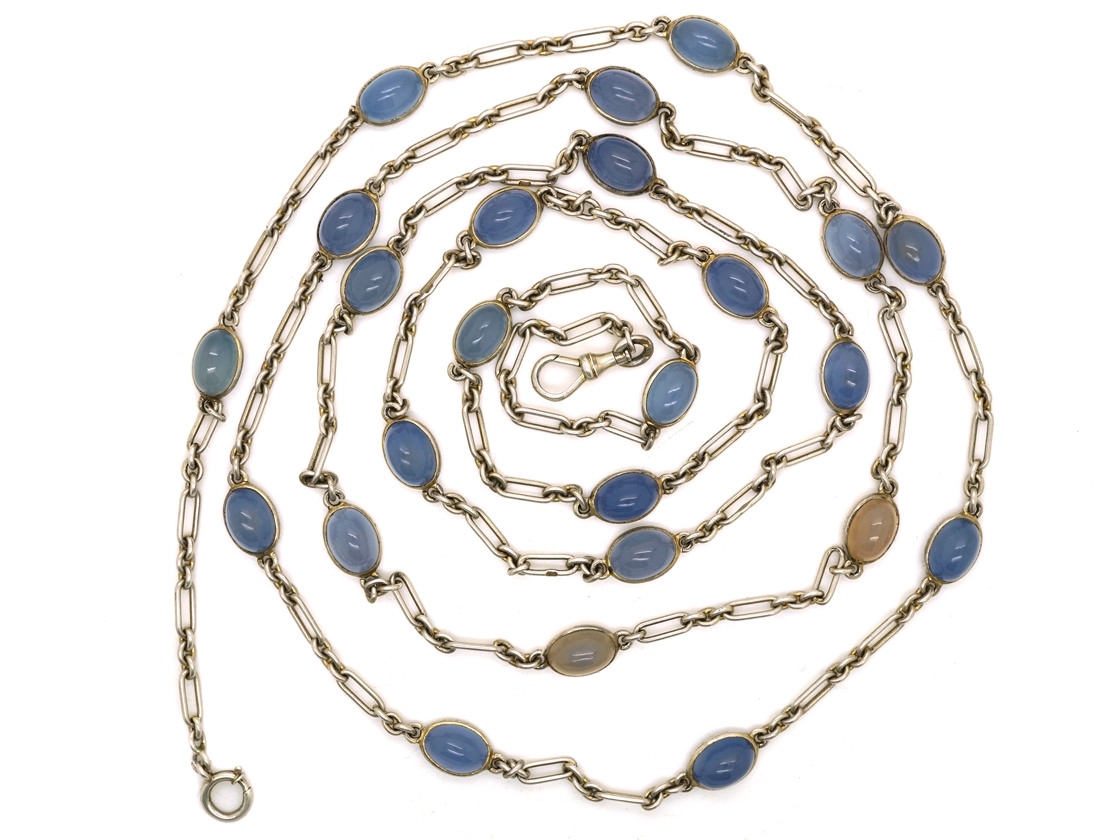 Russian Silver Long Guard Chain Set With Chalcedony (621K) | The ...