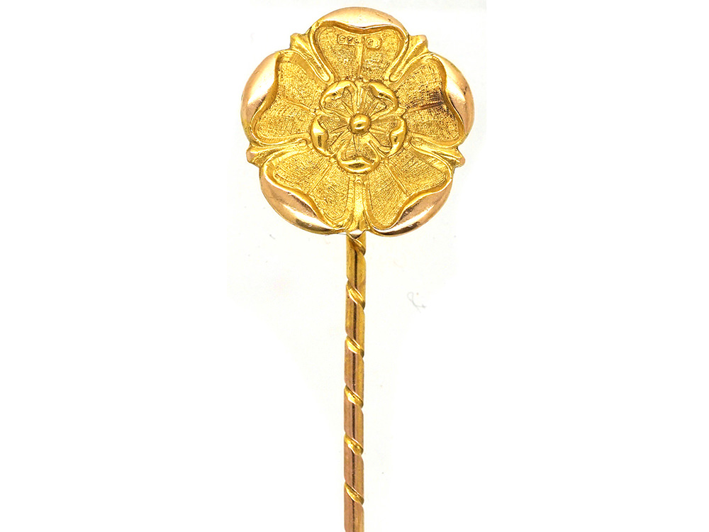 Edwardian 15ct Gold Tudor Rose Tie Pin (677K) | The Antique Jewellery ...