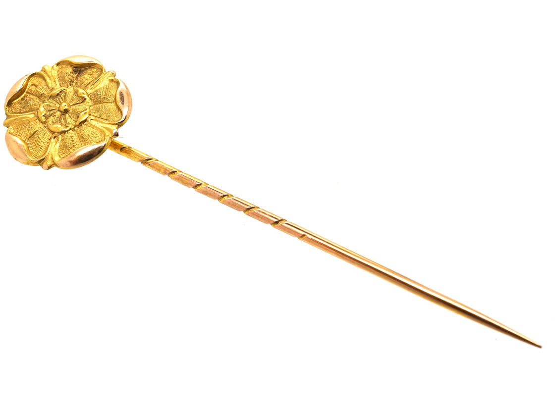 Edwardian 15ct Gold Tudor Rose Tie Pin (677K) | The Antique Jewellery ...