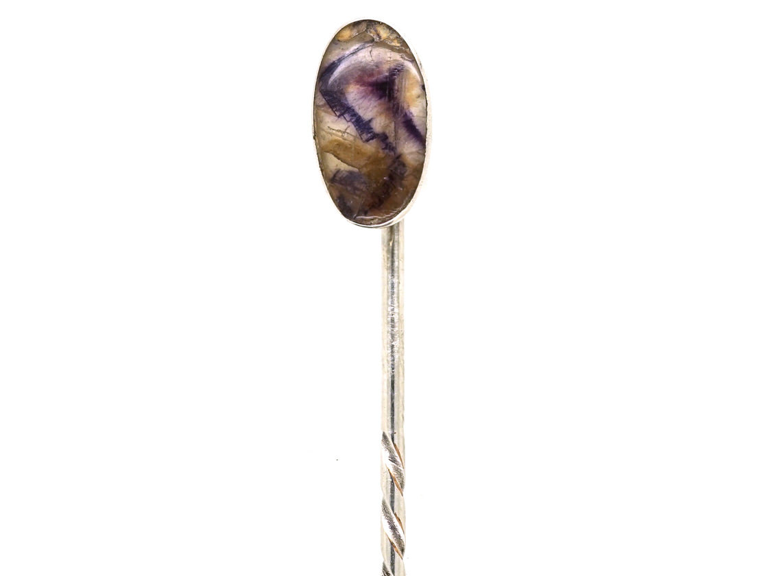 Silver & Blue John Tie Pin (369F) | The Antique Jewellery Company
